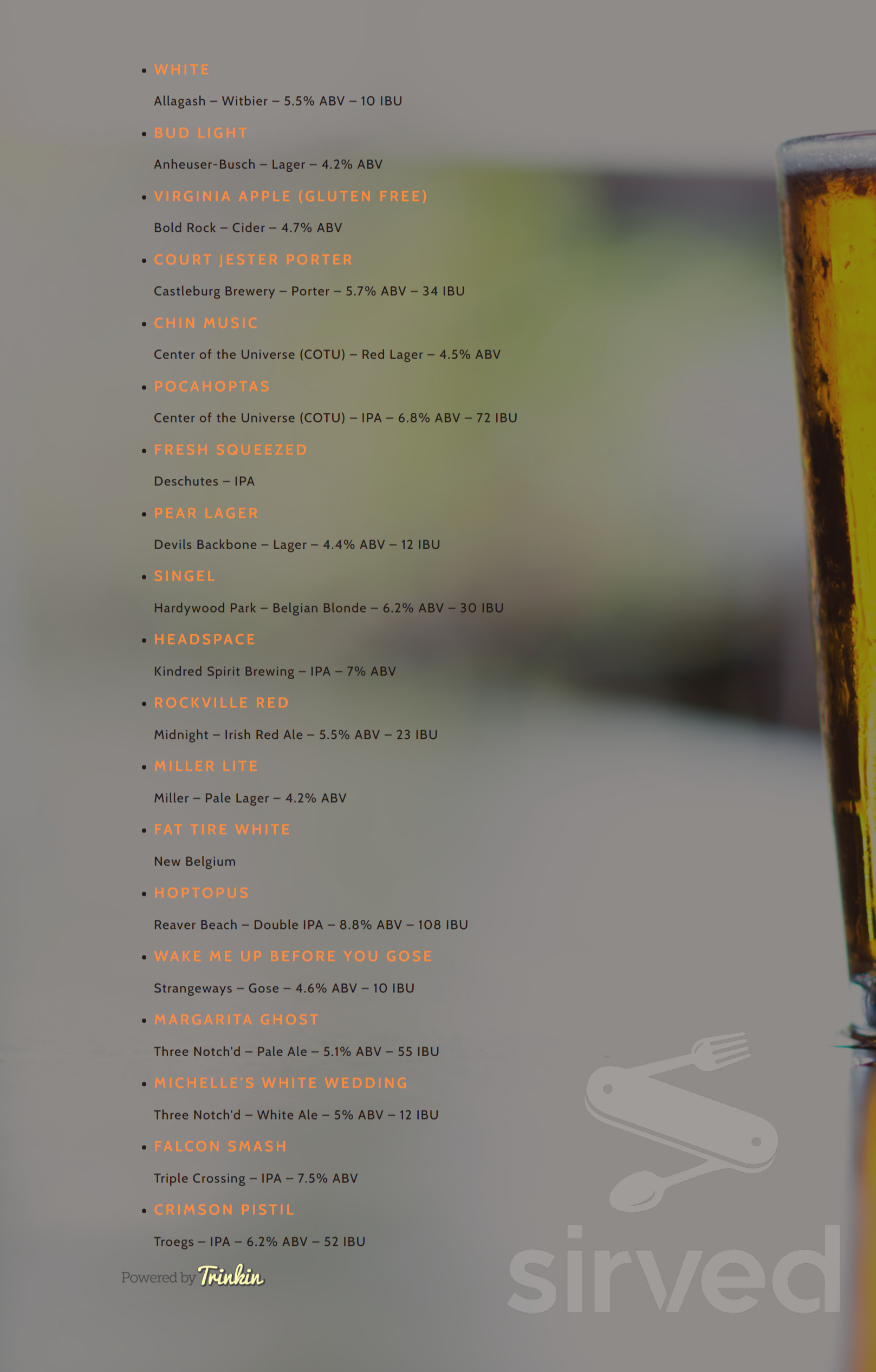 Hurley's Tavern menu in Glen Allen, Virginia, USA