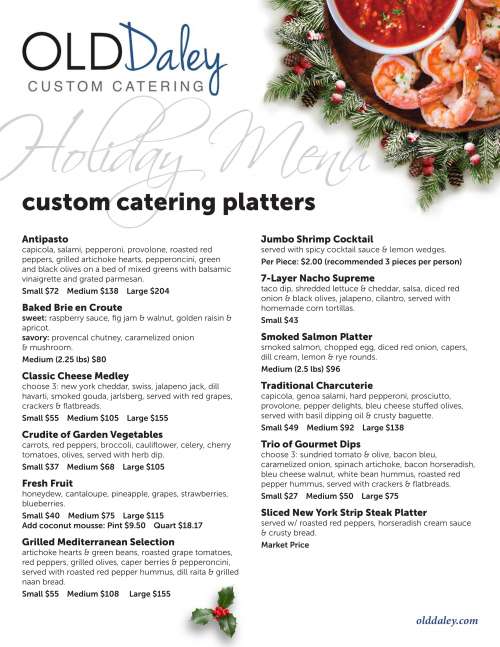 Old Daley Custom Catering menu in Troy, New York, USA