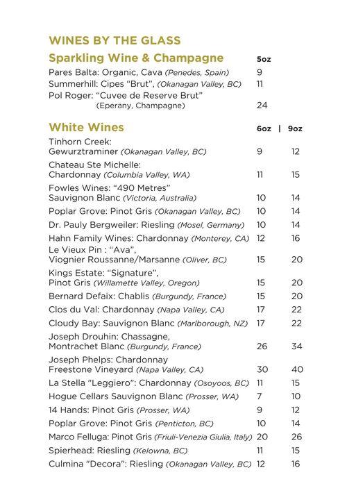 Atlas Steak + Fish menu in Langley, British Columbia, Canada