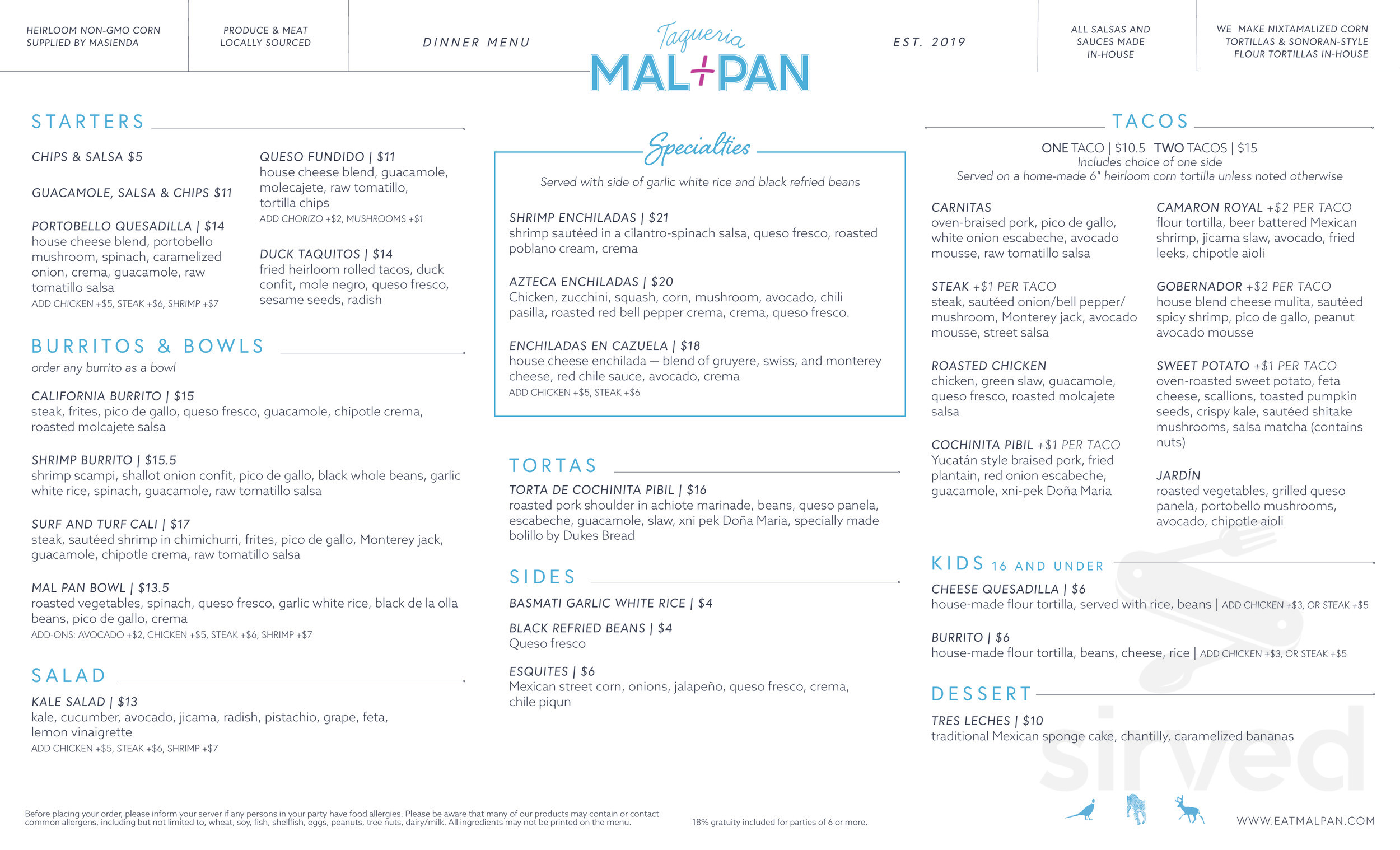 Menu for Mal Pan in Charlotte, NC | Sirved
