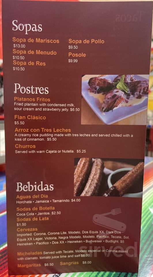 Menu for Chilangos Mexican Grill in Plantation, FL | Sirved
