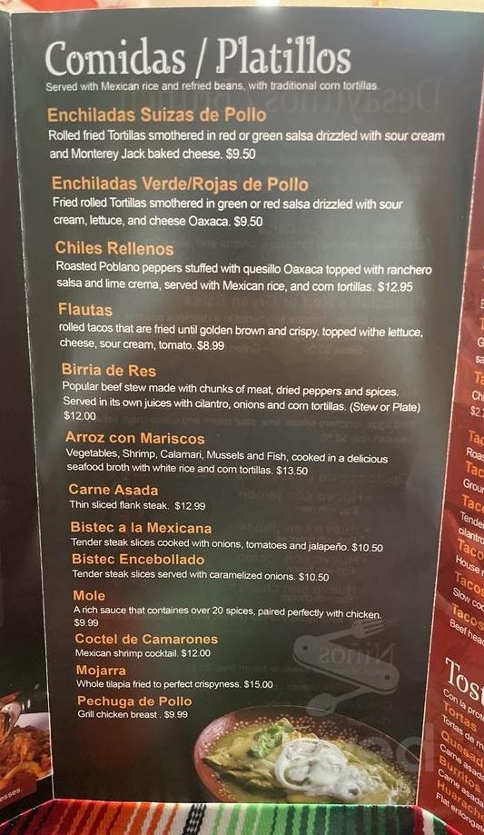 Chilangos Mexican Grill menu in Plantation, Florida, USA