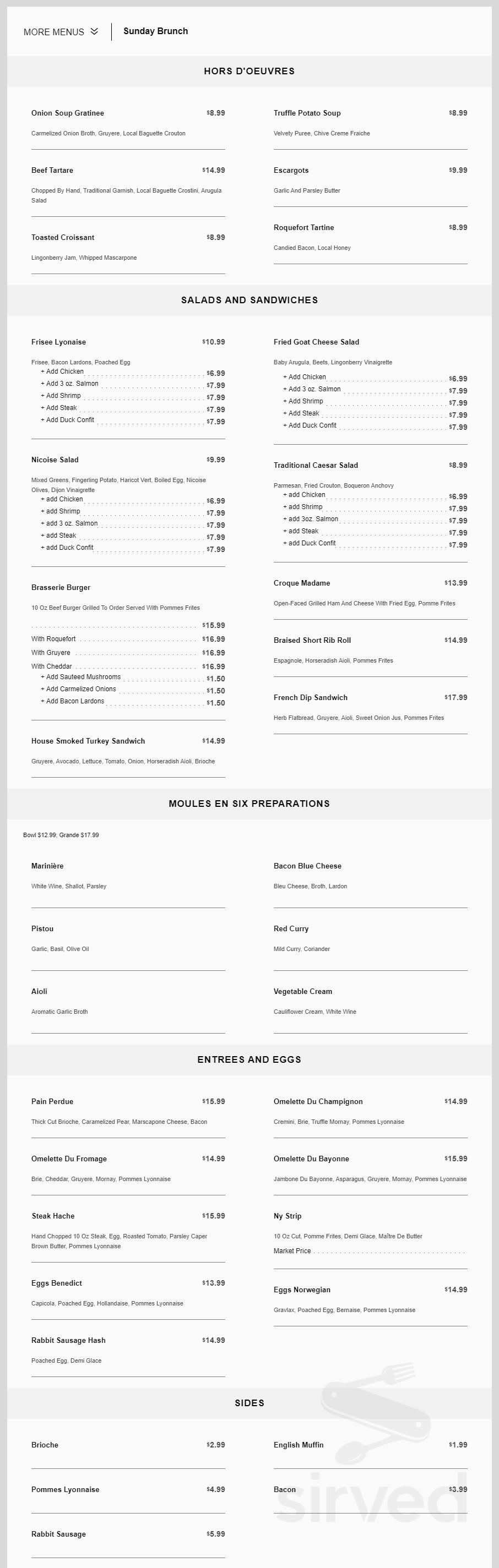39 Rue de Jean menu in Charleston, South Carolina, USA