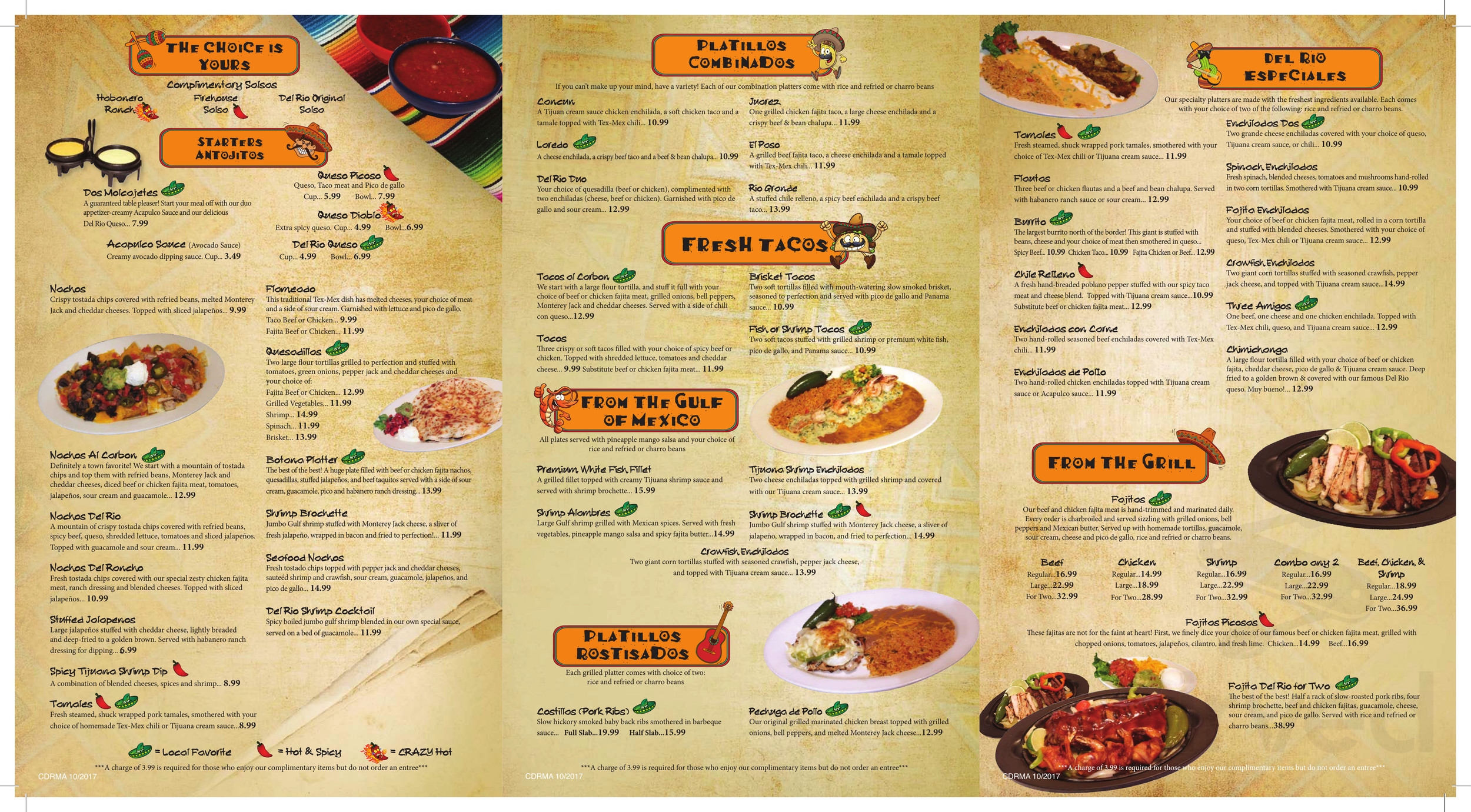 Menu - Spanish Fort AL's Cafe Del Rio | Sirved