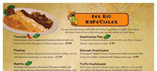 Menu For Cafe Del Rio In Lufkin Tx Sirved