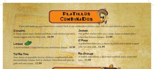 Menu for Cafe Del Rio in Lufkin, TX | Sirved