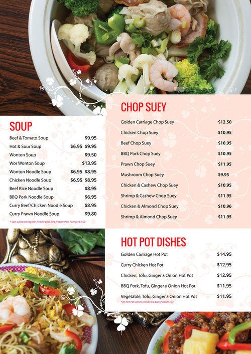 Golden Carriage Restaurant menu in Courtenay, British Columbia, Canada