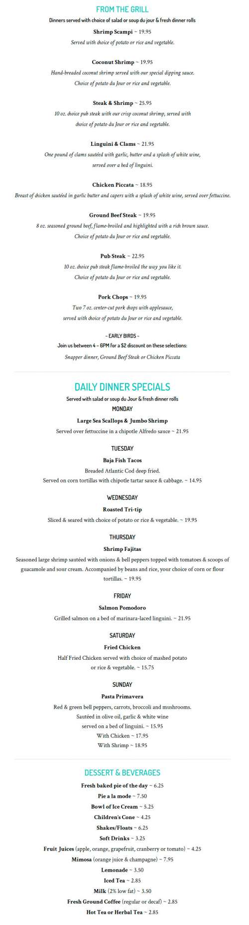 Breakwater Restaurant menu in Santa Barbara, California, USA