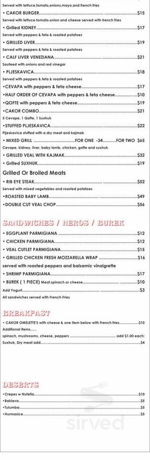 Cakor menu in The Bronx, New York, USA