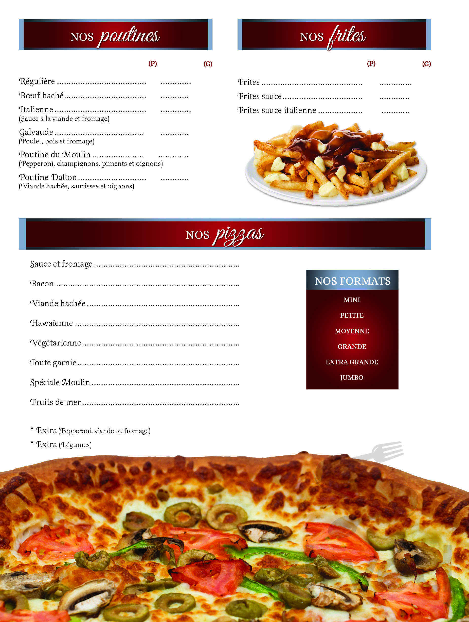 Restaurant Le Moulin menu in East Angus, Quebec, Canada