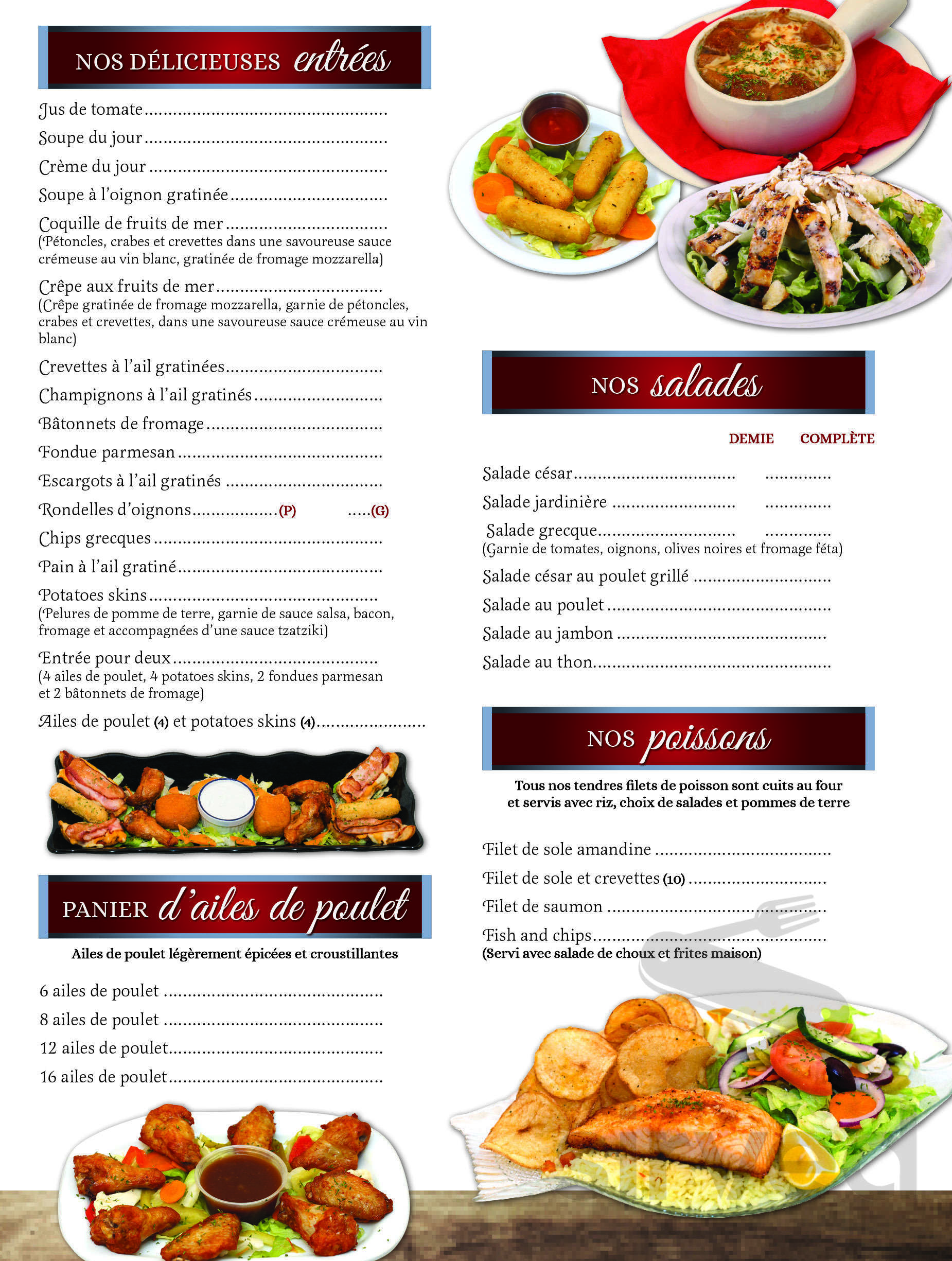 Restaurant Le Moulin menu in East Angus, Quebec, Canada
