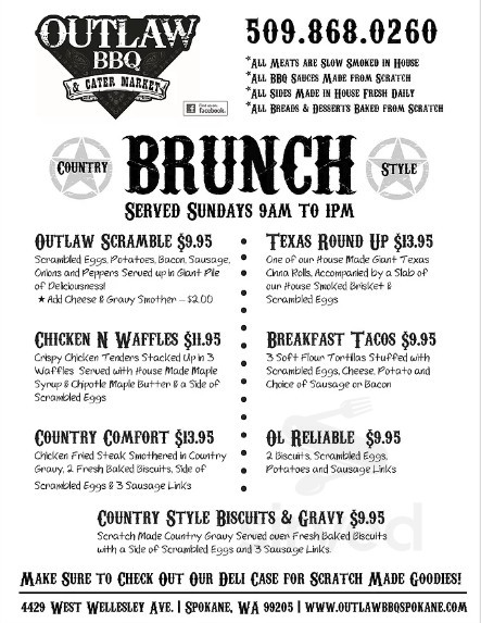 Outlaw BBQ & Catering Market menu in Spokane, Washington, USA