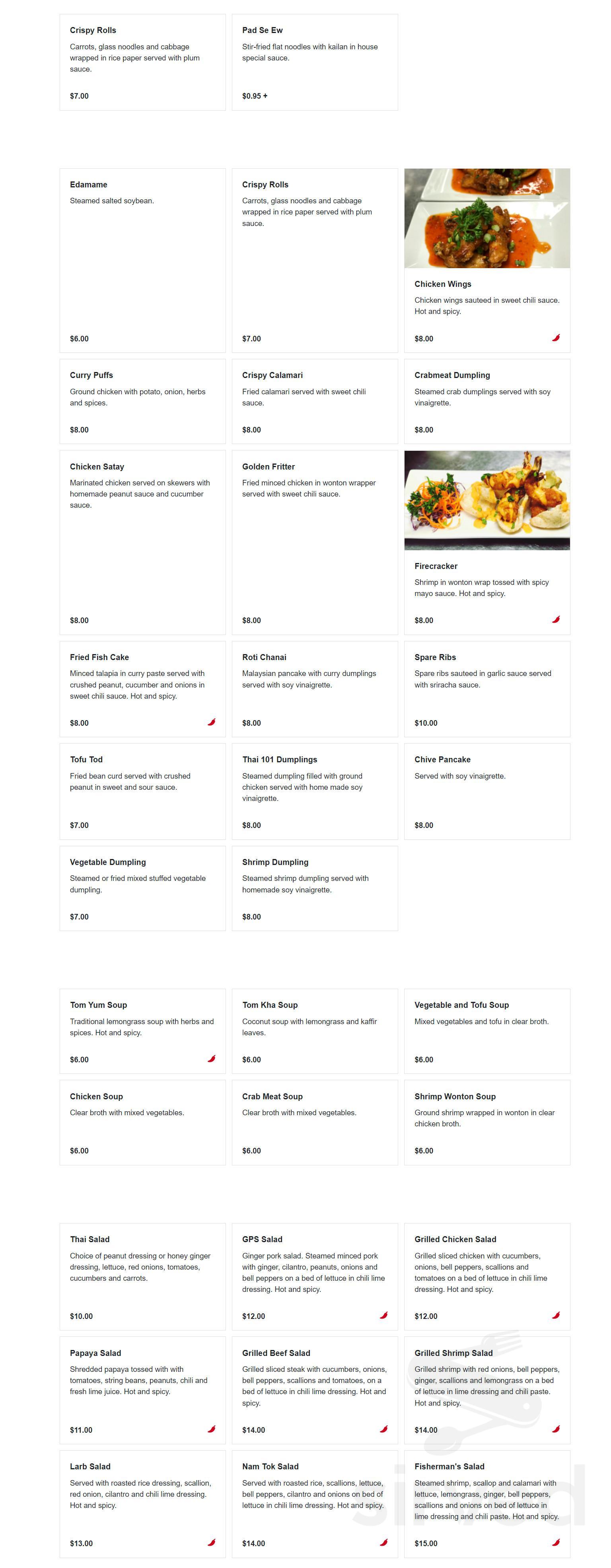 Thai 101 menu in Brooklyn, New York, USA