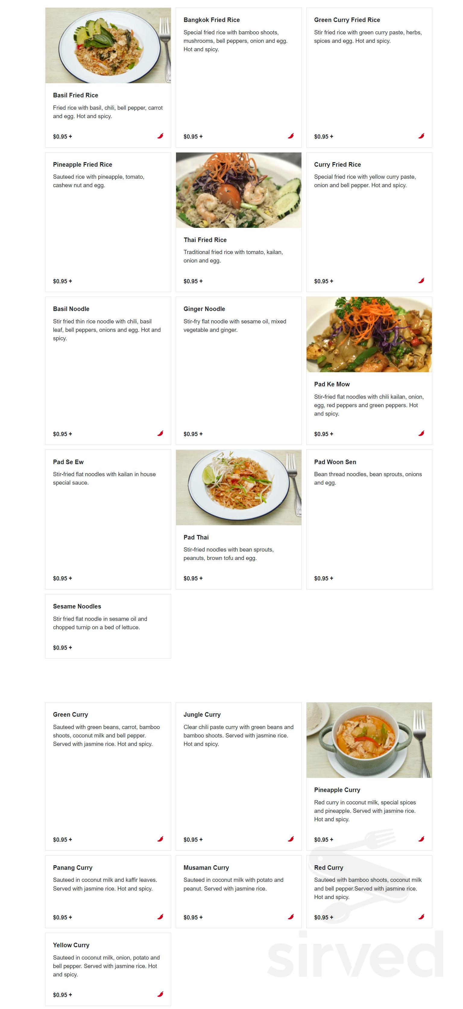 Thai 101 menu in Brooklyn, New York, USA