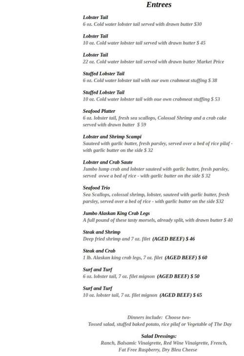 The Nest Restaurant menu in Jeannette, Pennsylvania, USA