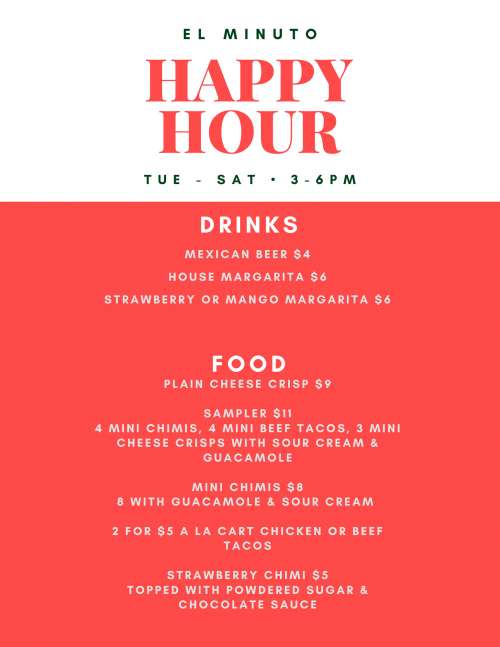 El Minuto Cafe menu in Tucson, Arizona, USA