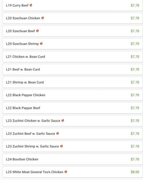 88 Chinese Express menu in Lancaster, Pennsylvania, USA