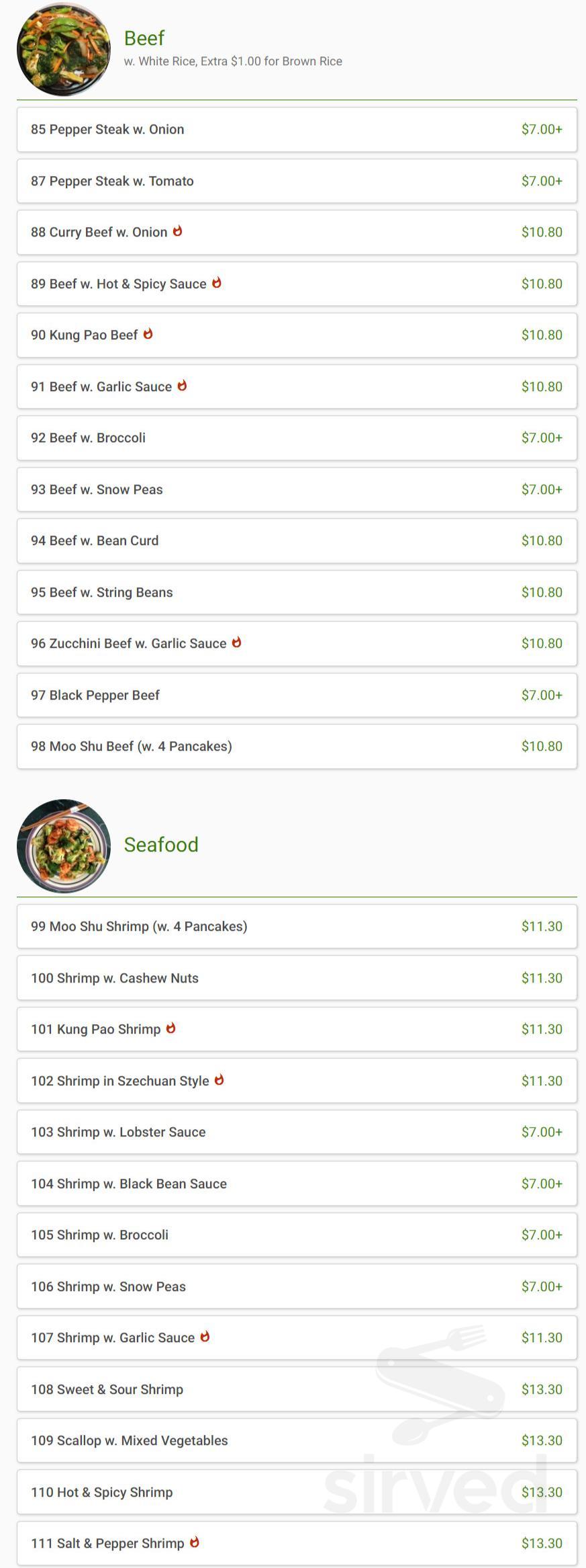 88 Chinese Express menu in Lancaster, Pennsylvania, USA