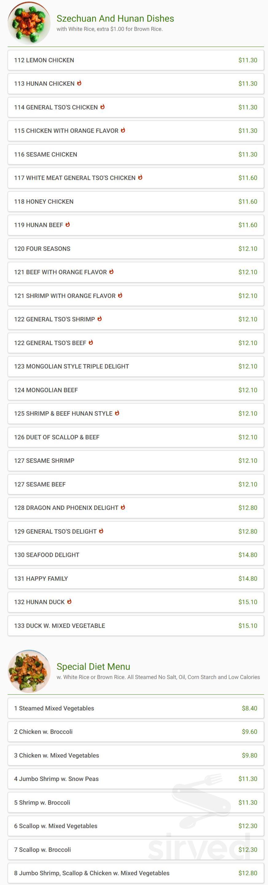 88 Chinese Express menu in Lancaster, Pennsylvania, USA