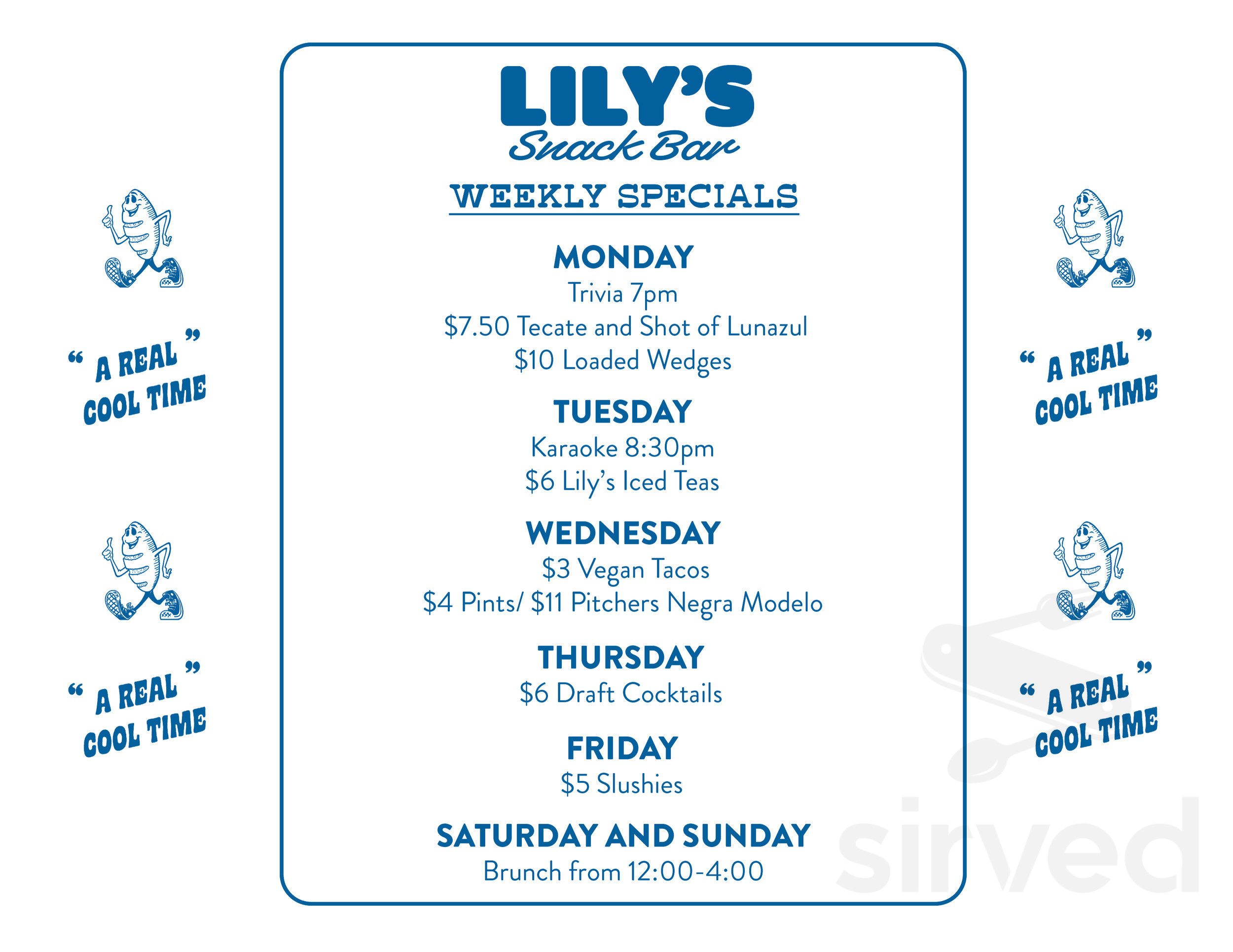 Lily's Snack Bar menu in Boone, North Carolina, USA