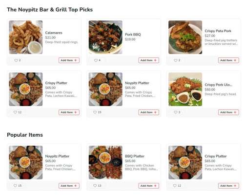 The Noypitz Bar & Grill menu in Cerritos, California, USA