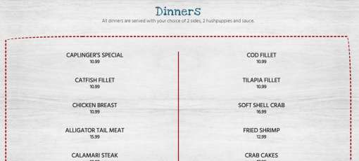 Menu for Caplinger's Fresh Catch - Indianapolis, IN | Sirved