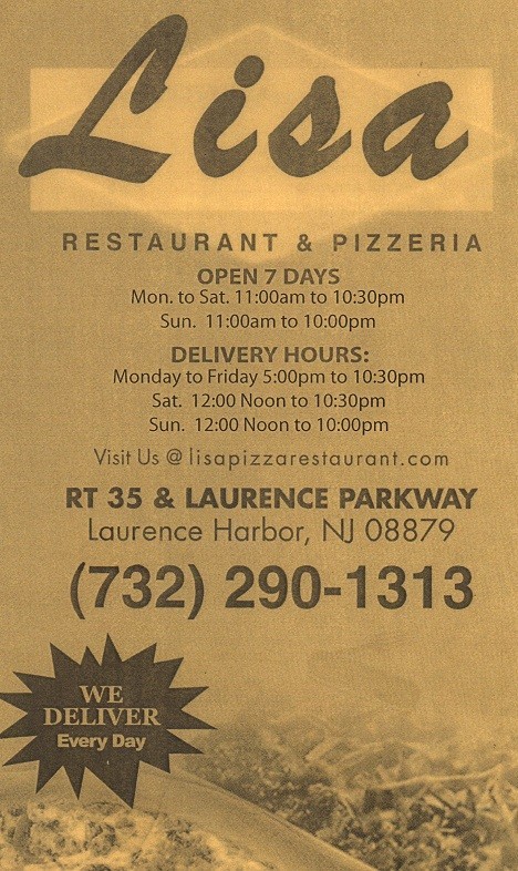 Menu for Lisa Restaurant & Pizzeria in Laurence Harbor, NJ | Sirved