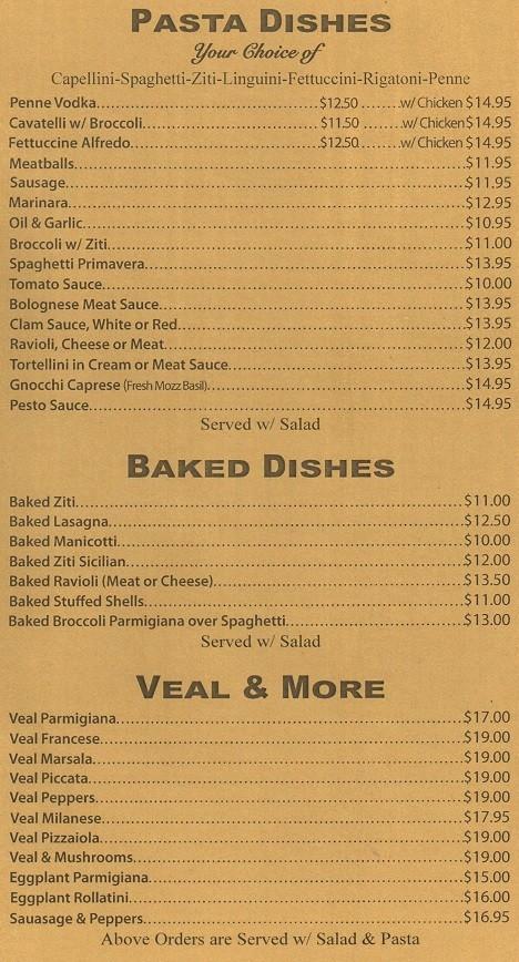 Lisa Restaurant & Pizzeria menu in Laurence Harbor, New Jersey, USA