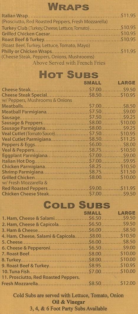 Lisa Restaurant & Pizzeria menu in Laurence Harbor, New Jersey, USA