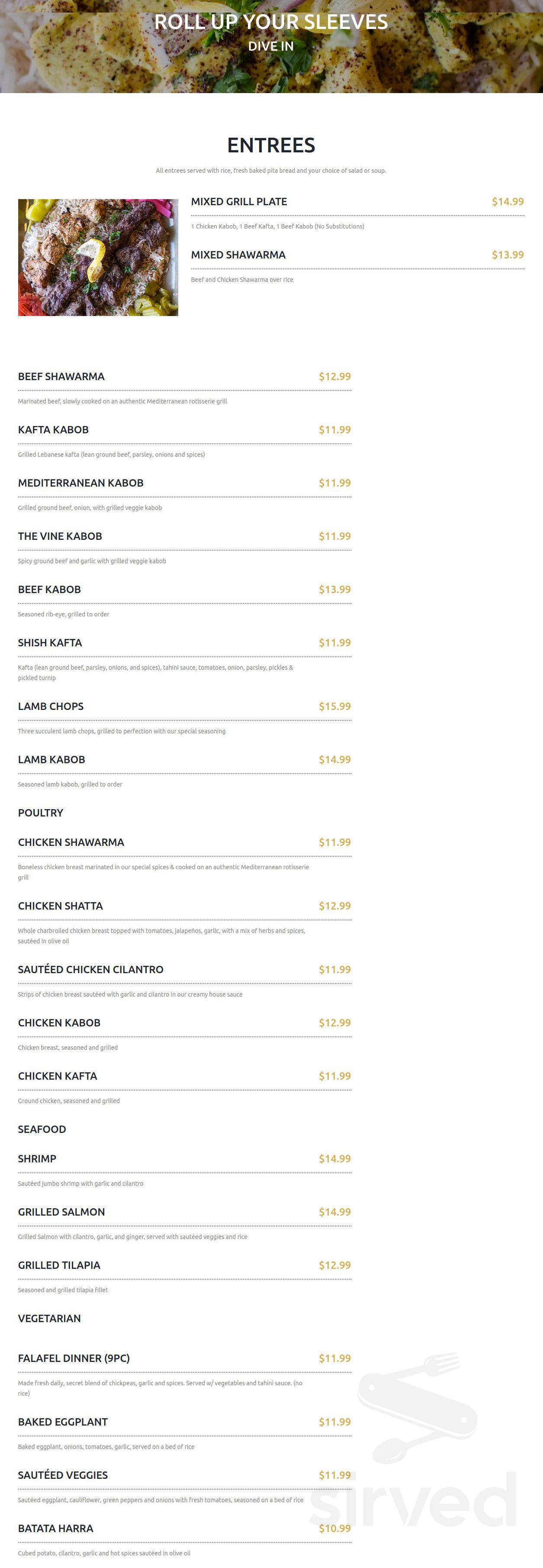 Menu - St. Louis MO's The Vine Cafe and Market | Sirved