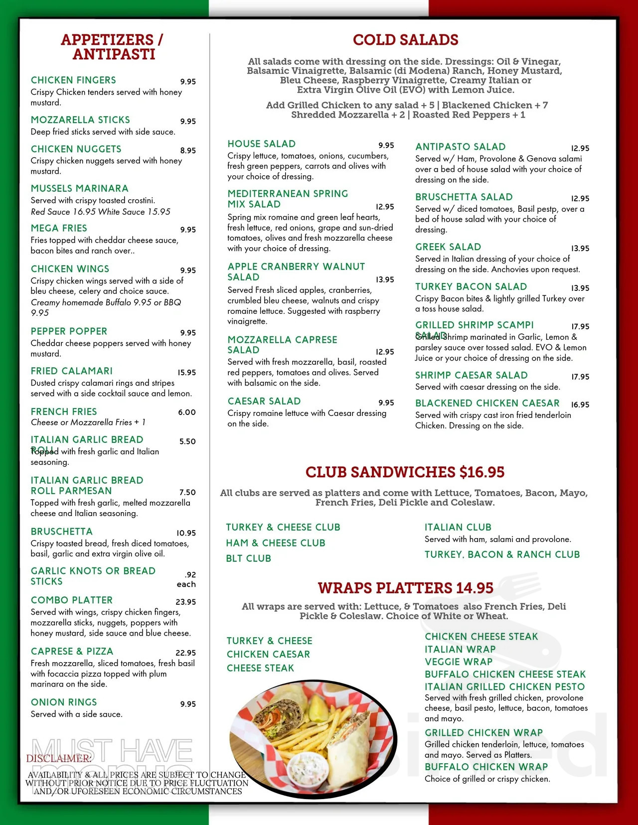 3 Brothers Pizza & Restaurant menu in Wildwood, New Jersey, USA