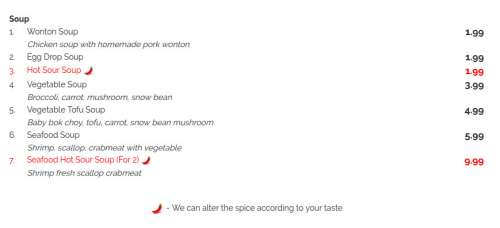 Kirin China Grill menu in Spring Hill, Florida, USA