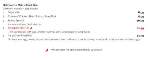 Kirin China Grill menu in Spring Hill, Florida, USA