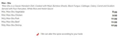 Kirin China Grill menu in Spring Hill, Florida, USA