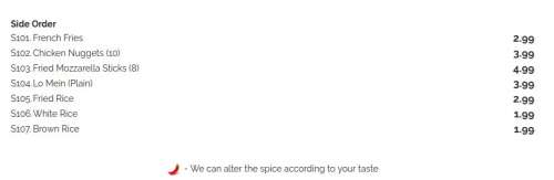 Kirin China Grill menu in Spring Hill, Florida, USA