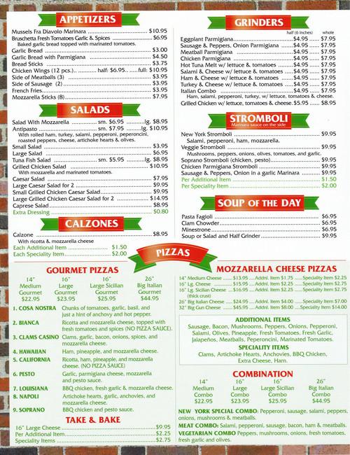 Evelyn's Big Italian menu in Fairfield, California, USA