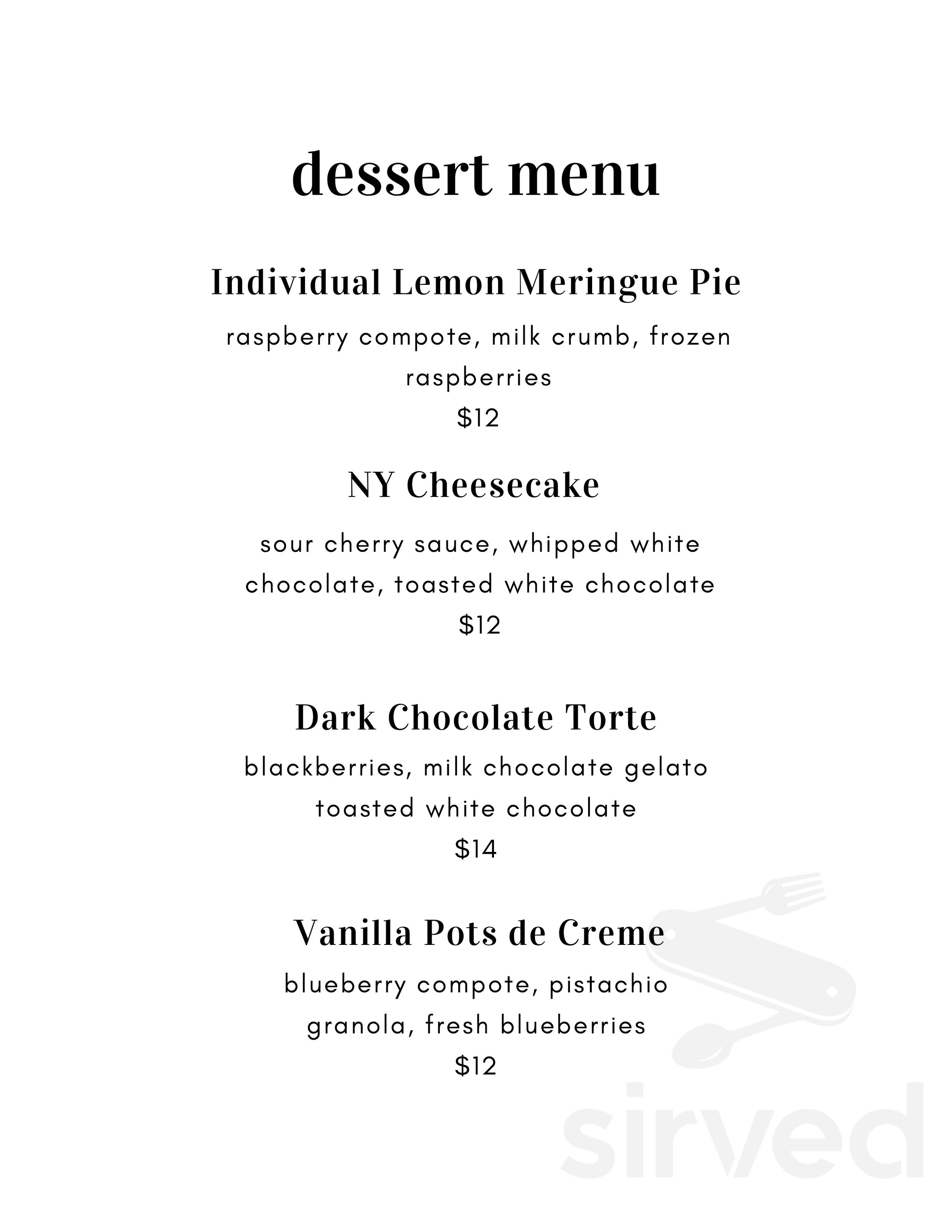 Taverna 13thirtyone menu in London, Ontario, Canada