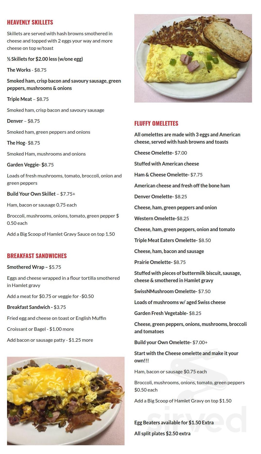 Menu - Garden Prairie IL's Hamlet Cafe | Sirved