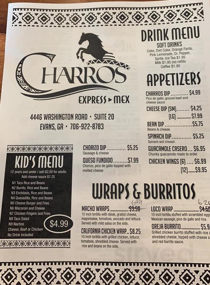 Charros Express Mex menus in Evans, Georgia, United States