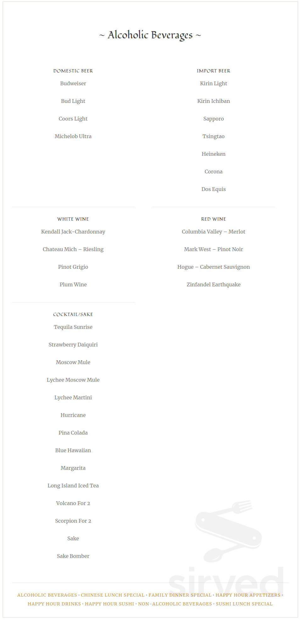 Lychee Kitchen menu in Phoenix, Arizona, USA