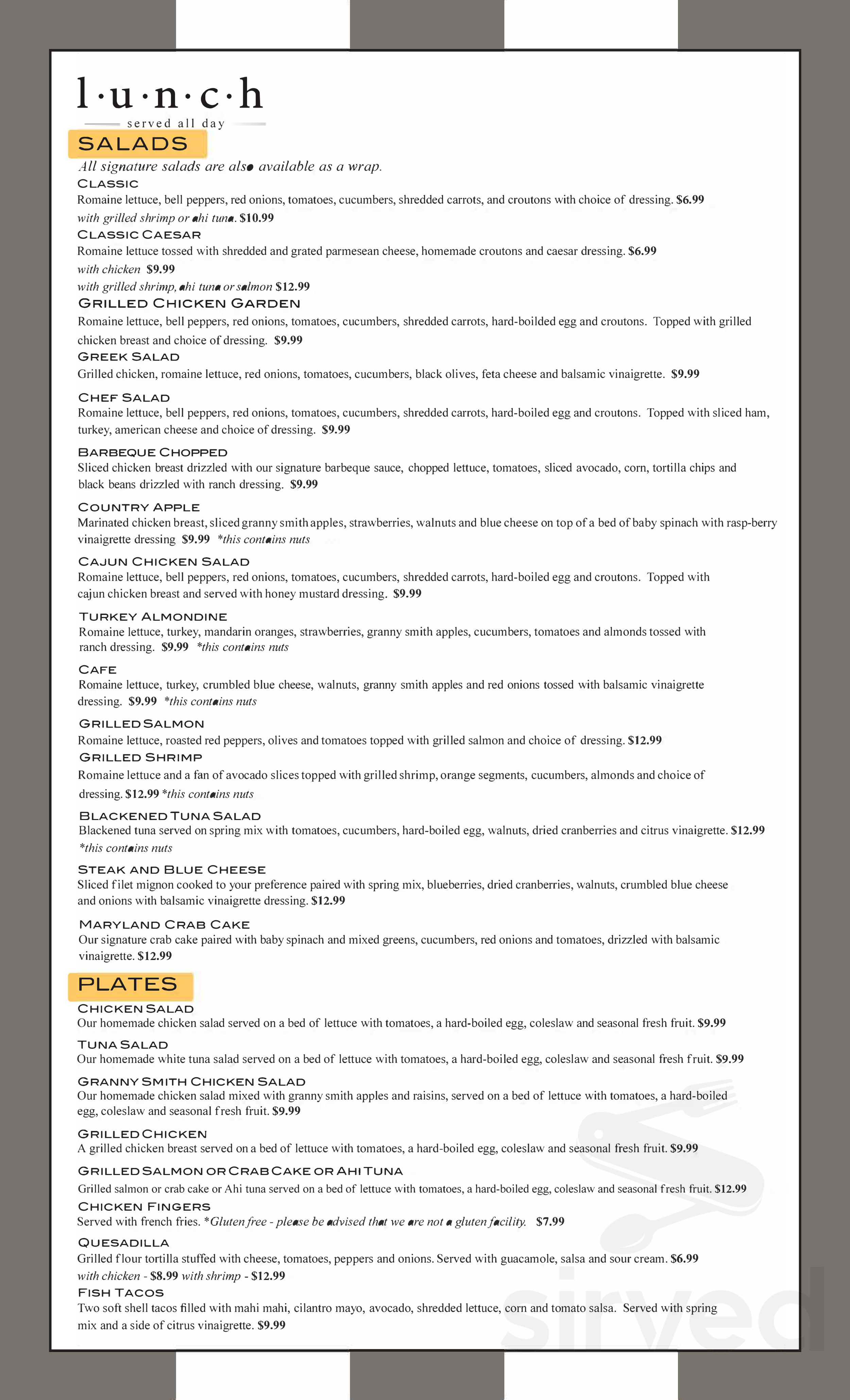 Menu - Phoenixville PA's Nudy's Bridge Street Cafe | Sirved