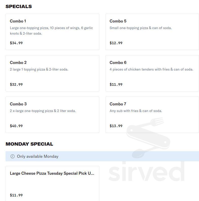 Caprese Pizza House menu in Wesley Chapel, Florida, USA