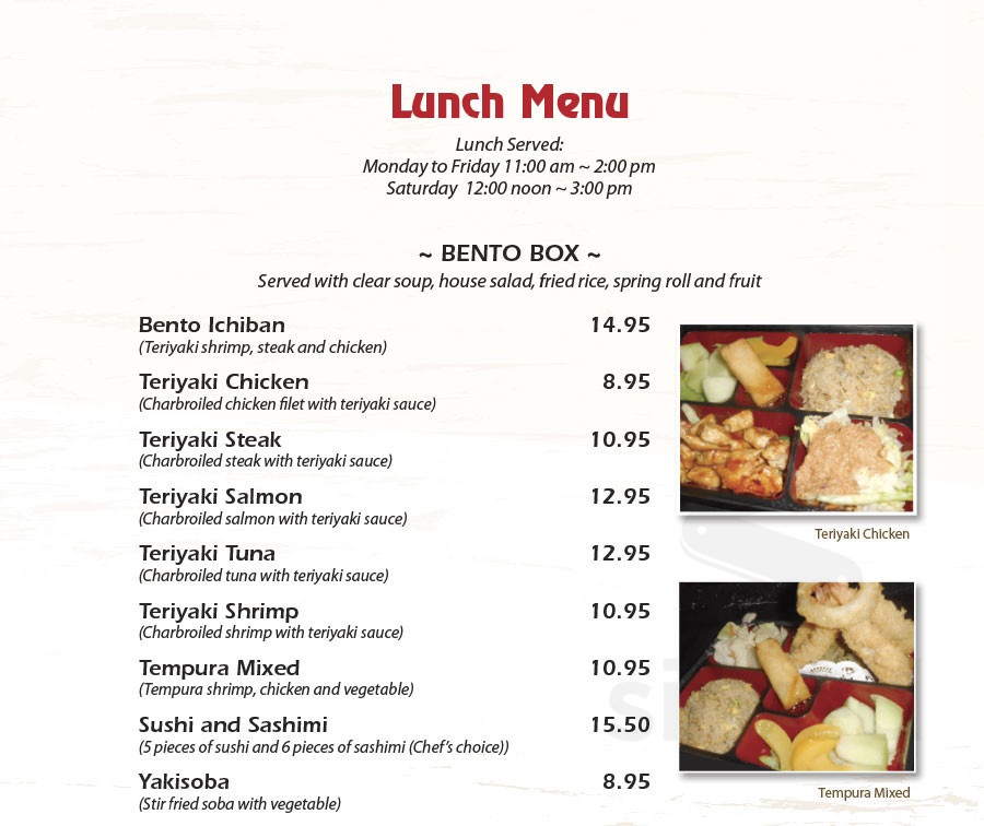 Ichiban menu in Houma, Louisiana, USA