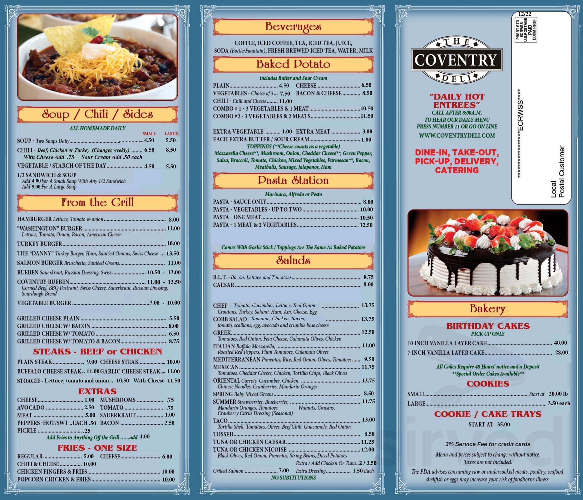 Coventry Deli menu in Philadelphia, Pennsylvania, USA