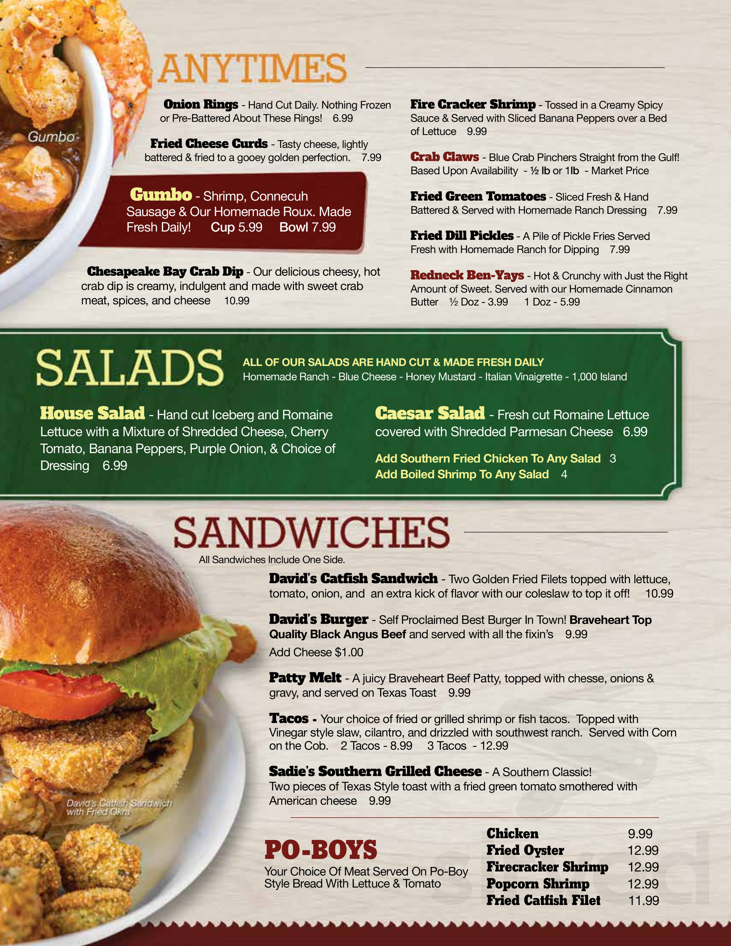 David s Catfish House Menus In Dothan Alabama United States David s Catfish House Menus In Dothan Alabama United States