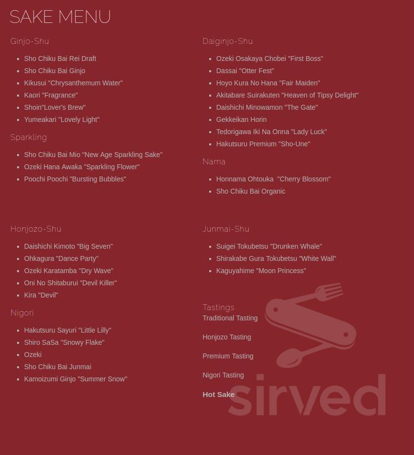 Menu - Cleveland OH's SASA | Sirved