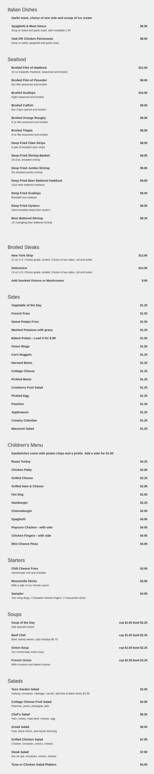 30 West Family Restaurant menu in Chambersburg, Pennsylvania, USA