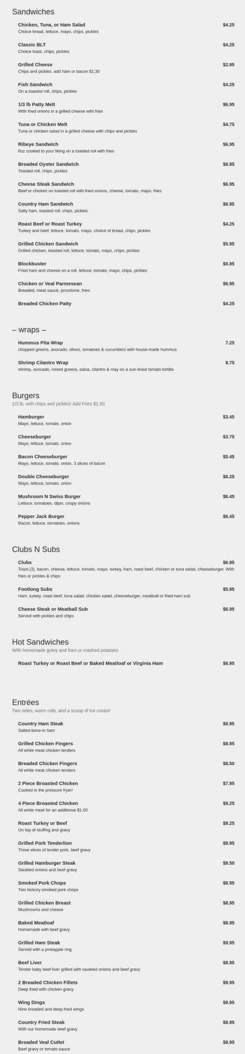 30 West Family Restaurant menu in Chambersburg, Pennsylvania, USA