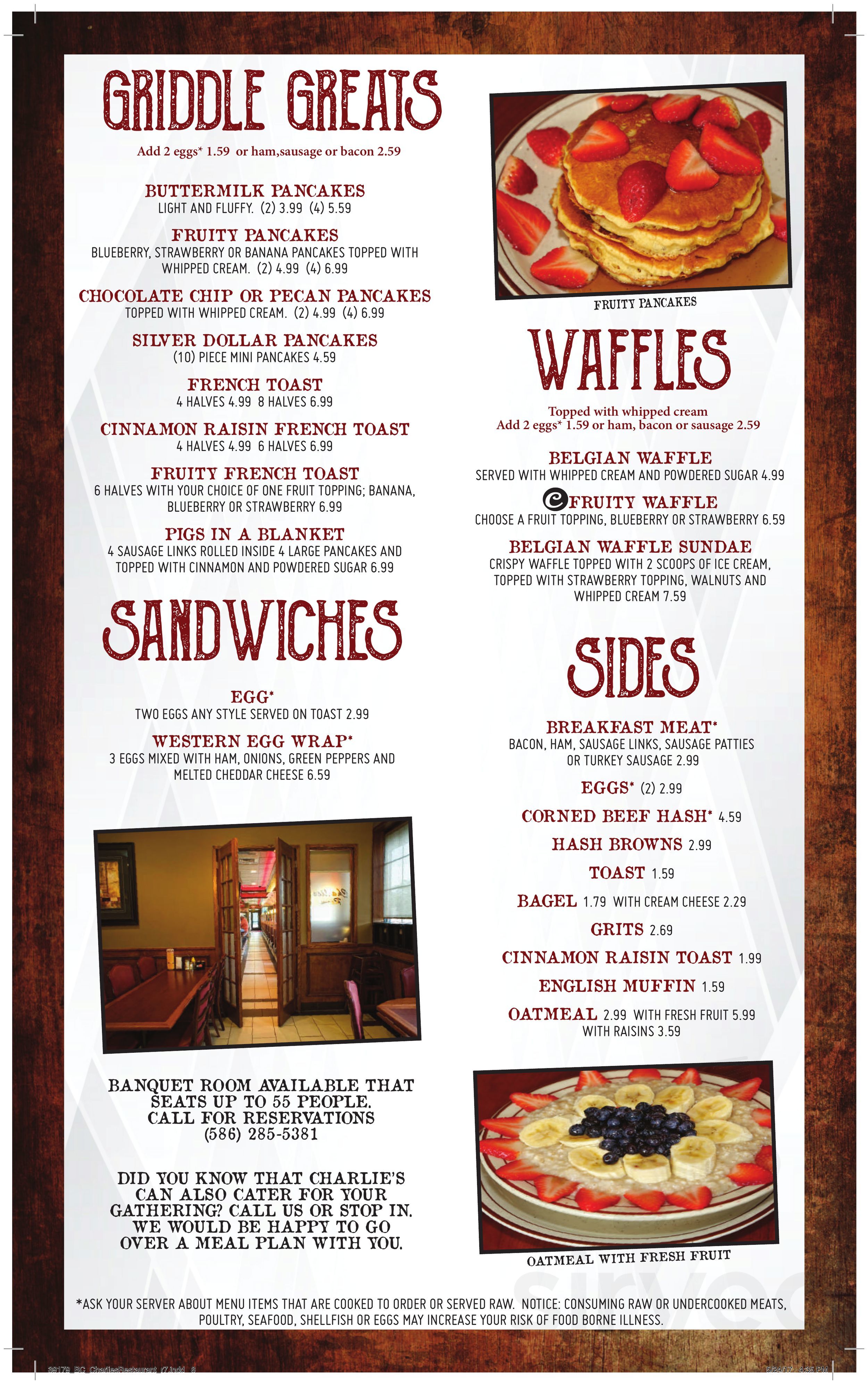 Charlie's Restaurant menus in St Clair Shores, Michigan, United States