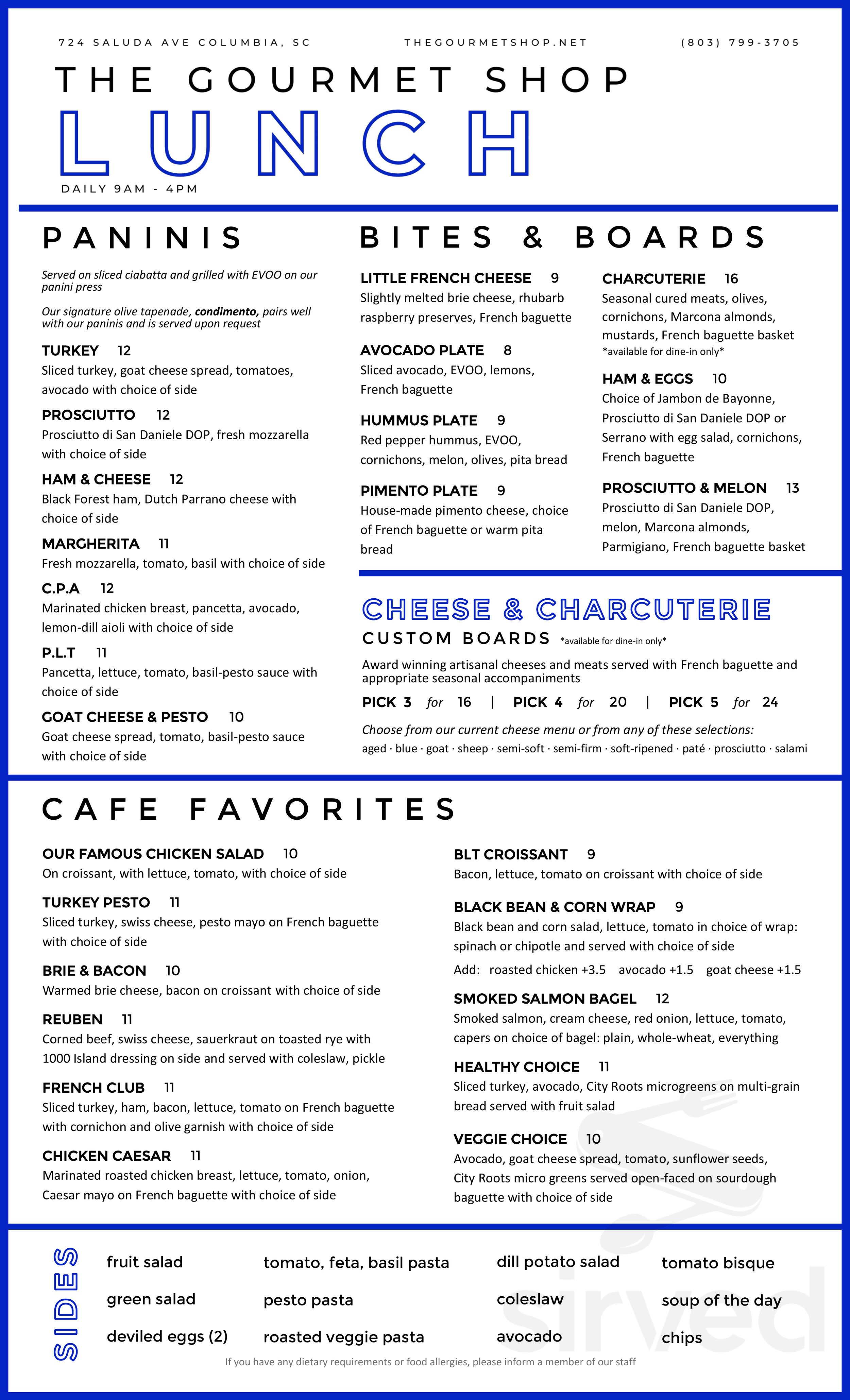 The Gourmet Shop menus in Columbia, South Carolina, United States